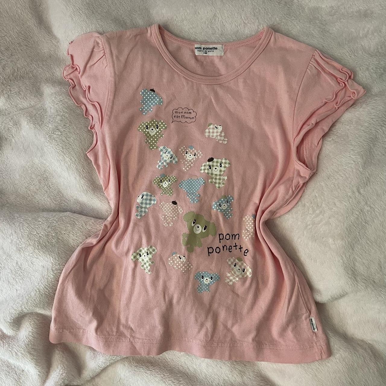 Cute Pom ponente pink baby tee with ruffles... - Depop