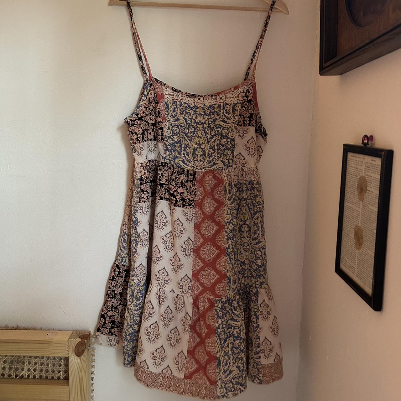 cute patchwork altar’d state mini dress with... - Depop