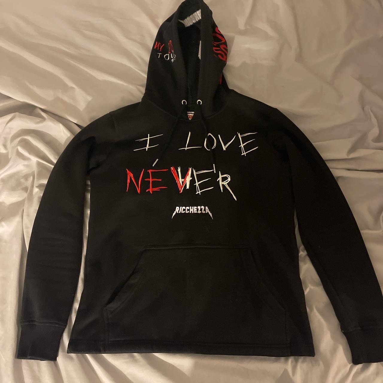 2019 RICCHEZZA I LOVE NEVER Hoodie. Very rare - Depop