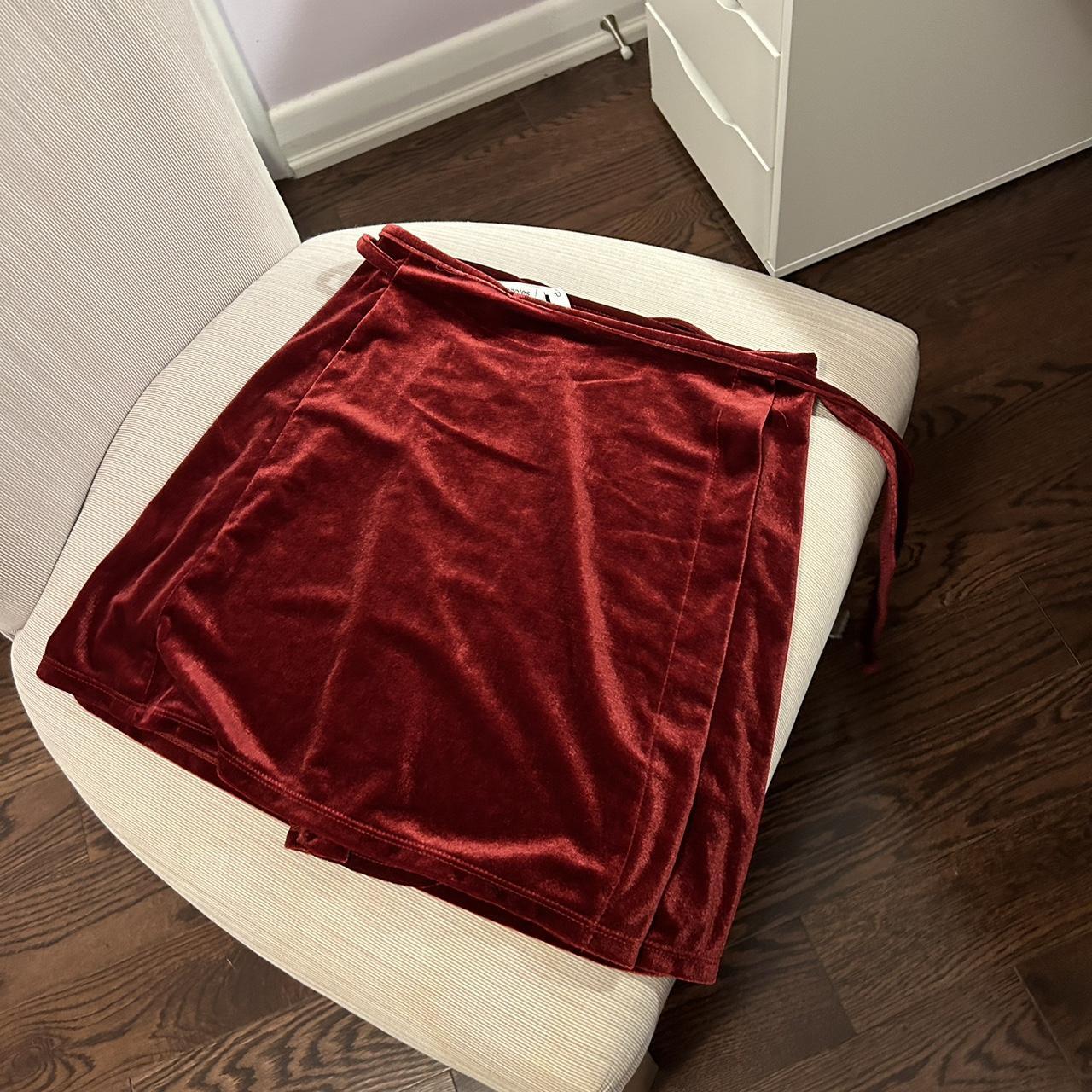 wine red velvet wrap skirt 𐙚 by Bluenotes so... - Depop