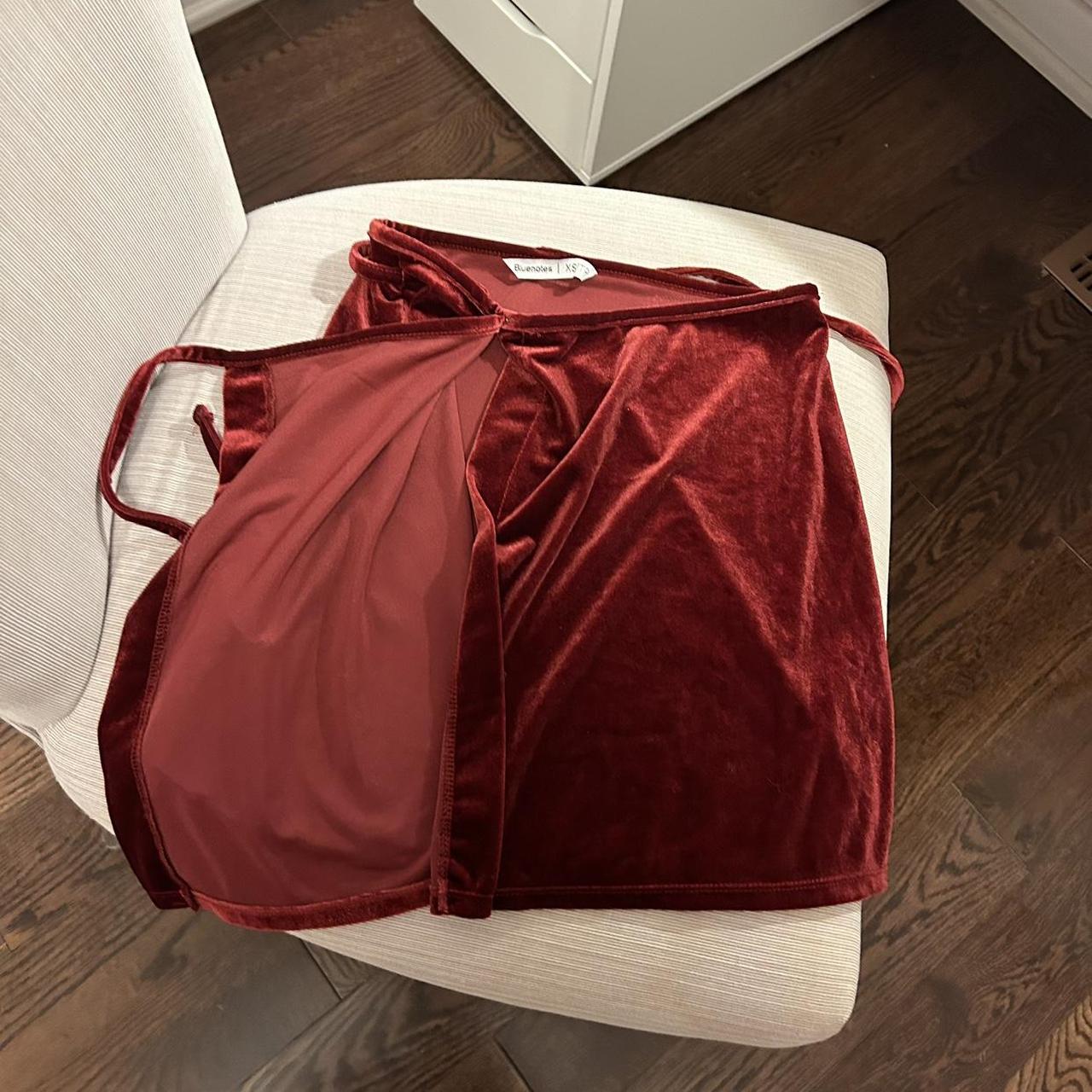 wine red velvet wrap skirt 𐙚 by Bluenotes so... - Depop