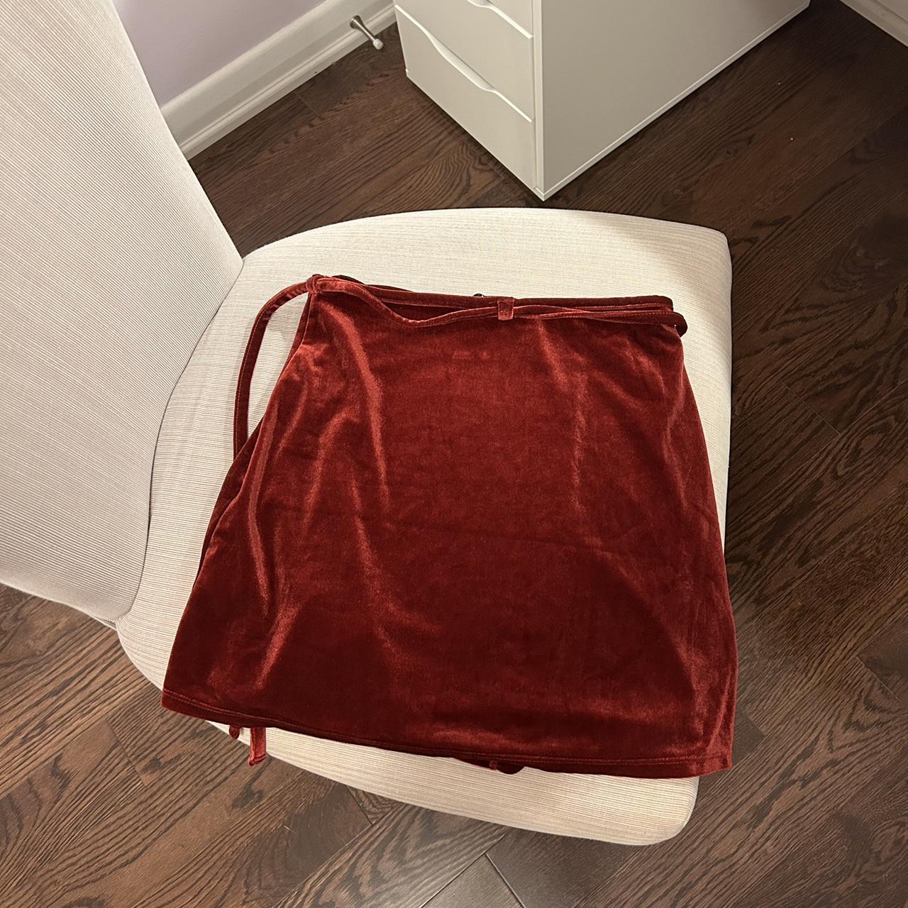 wine red velvet wrap skirt 𐙚 by Bluenotes so... - Depop