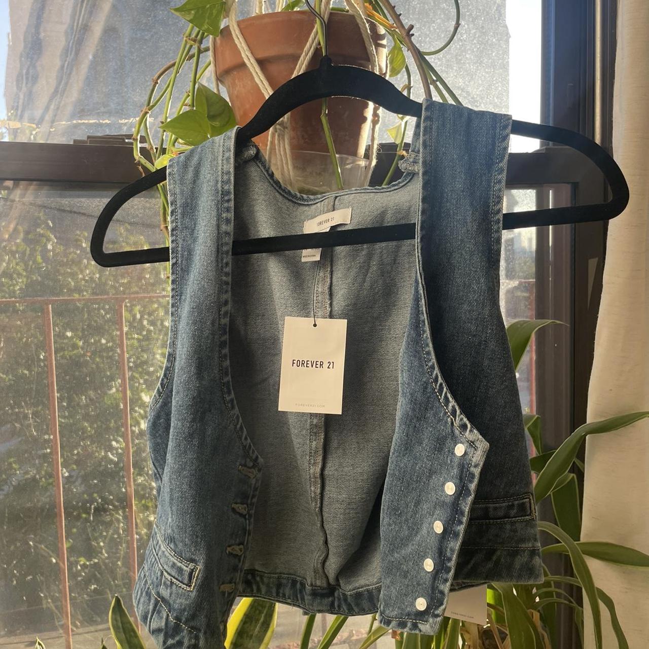 Denim vest! Perfect for layering over dress size xs... - Depop