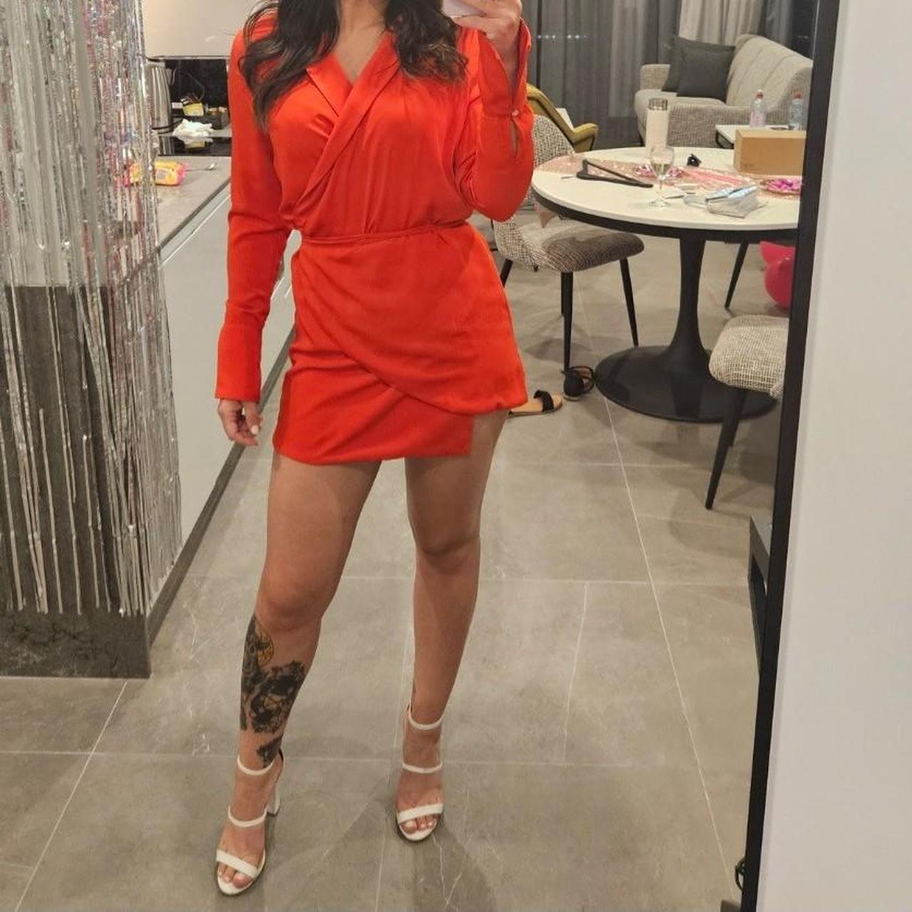 Red mini wrap dress #minidress #wrapdress #red... | Depop