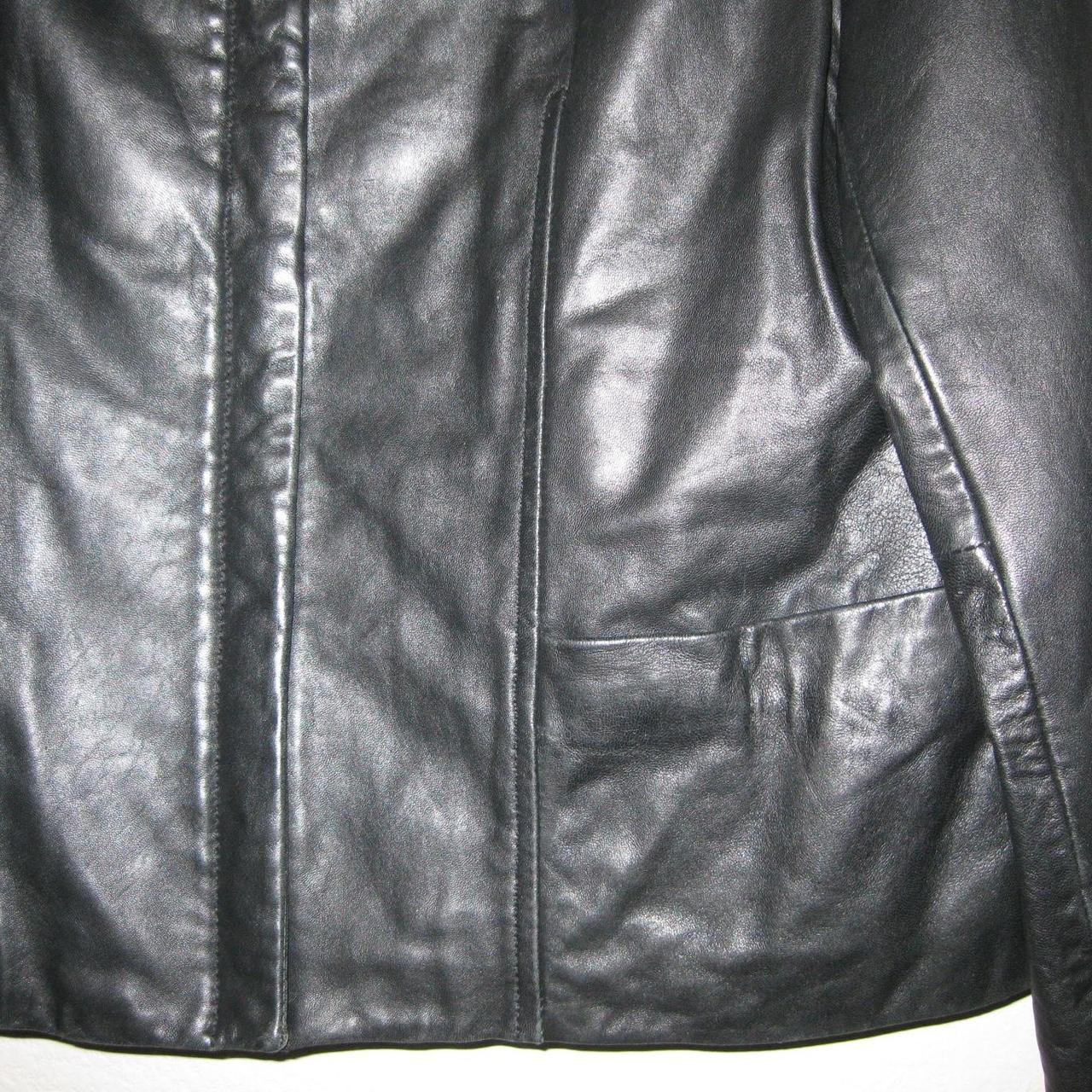 Black leather jacket with front pockets. - Depop