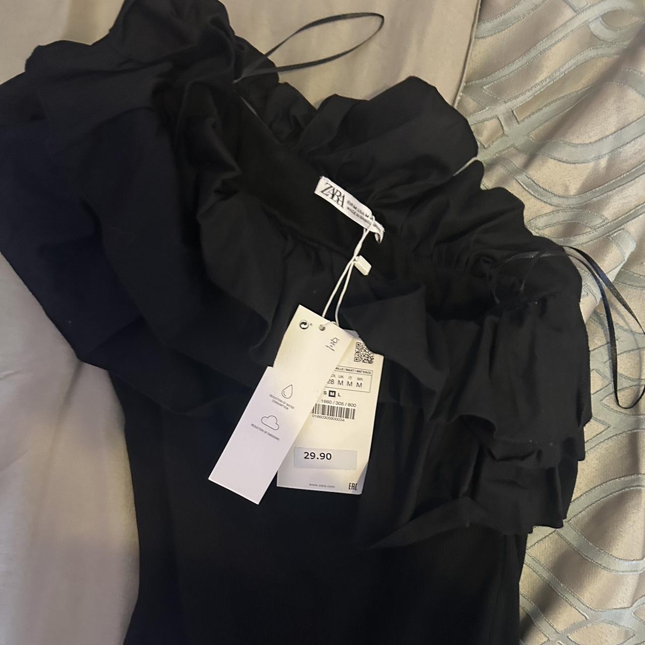 Zara one shoulder ruffled bodysuit - Depop