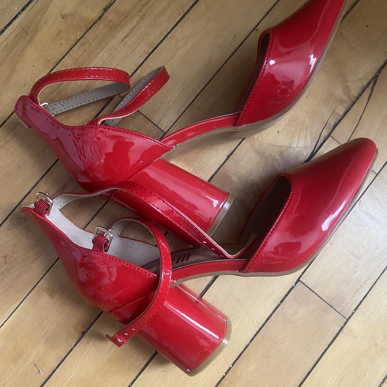 Shein Red shiny heels. Size 8 1/2 please message... - Depop