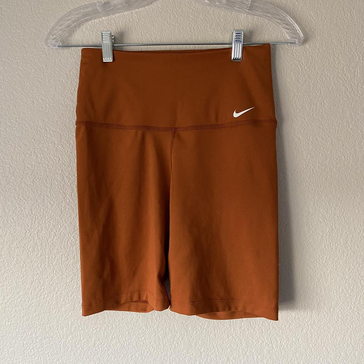 Nike burnt orange biker shorts Size S Worn but good... - Depop