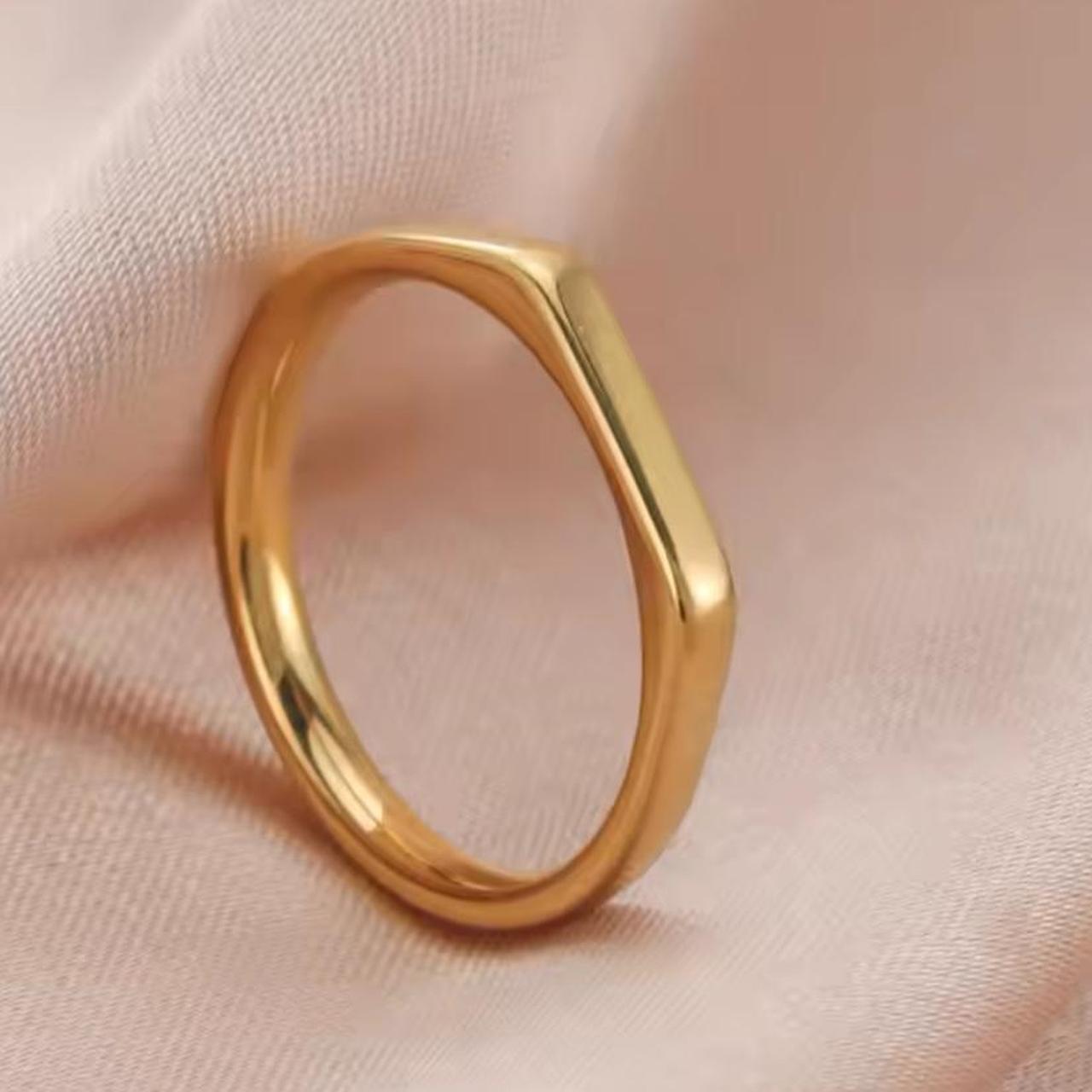 Gold flat bar ring. 💍 1 x Size 8 1 x size 7 18k... | Depop