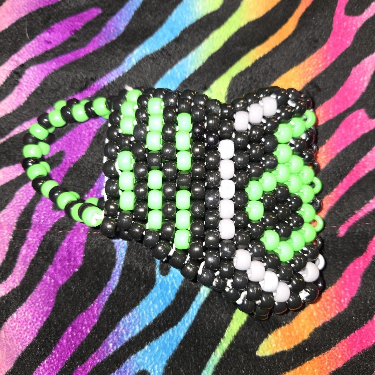 kandi biohazard mask💚 #scene #kandi #rave #scenecore | Depop