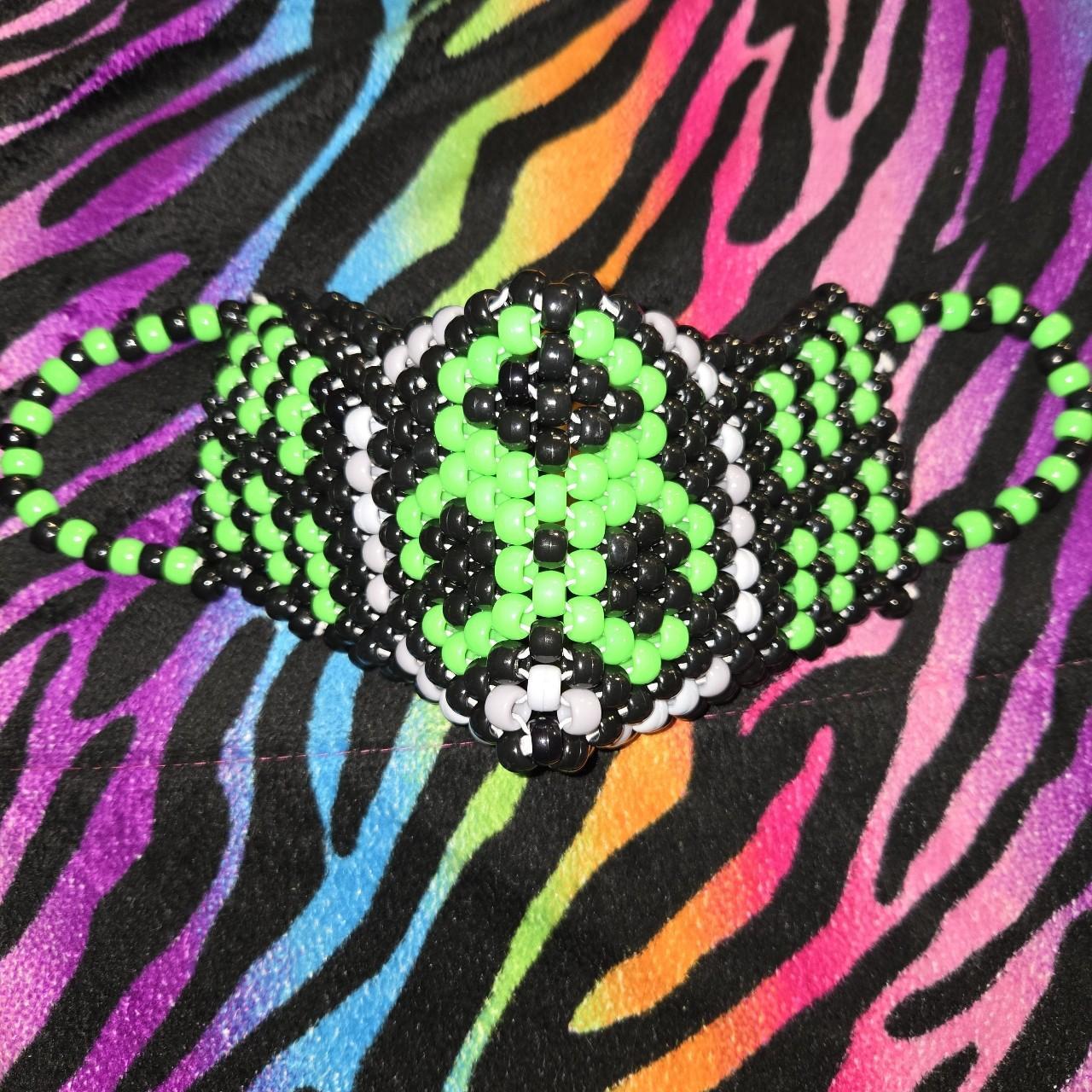 kandi biohazard mask💚 #scene #kandi #rave #scenecore | Depop