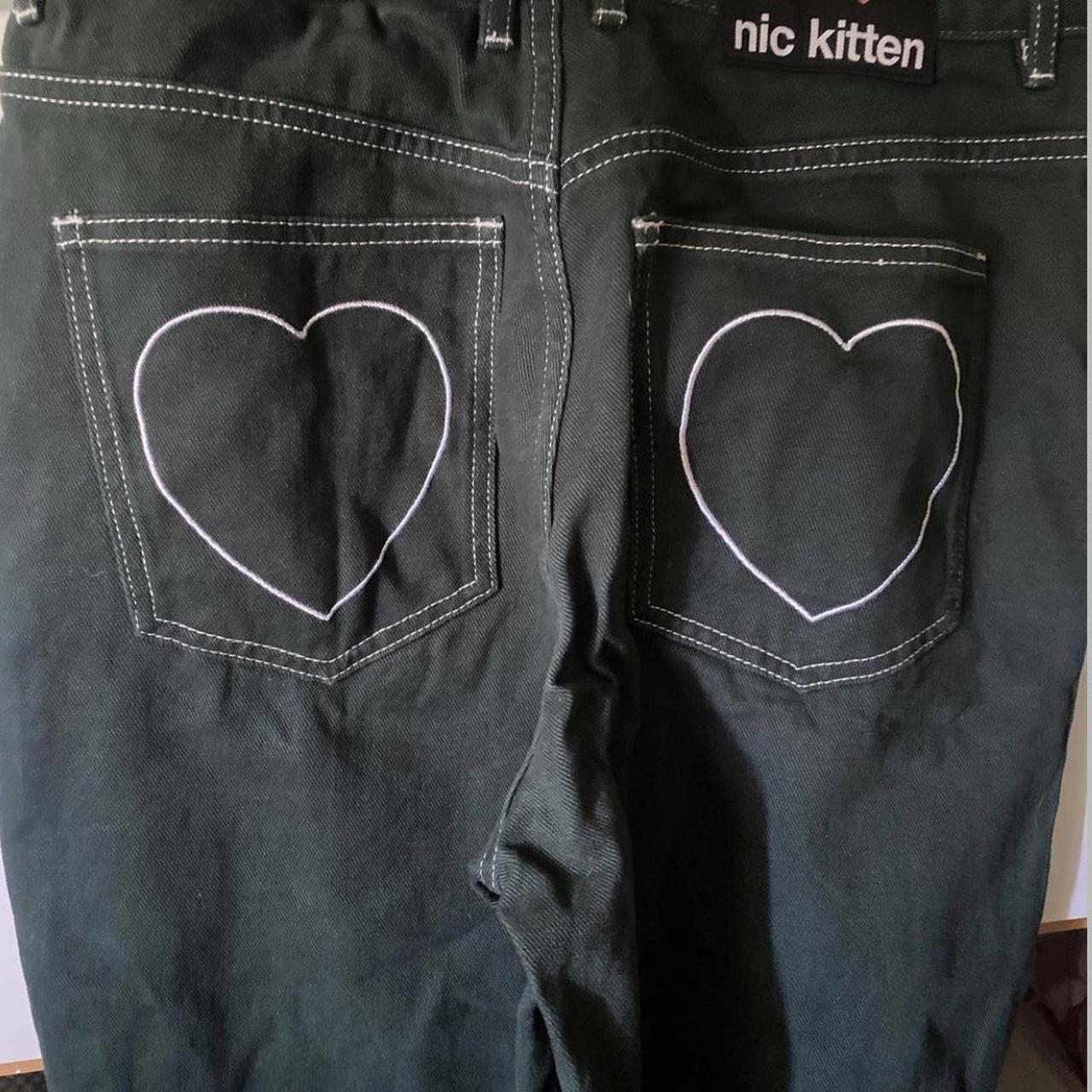 NICKITTEN HEART BAGGY JEANS DENIM RARE #baggy... - Depop