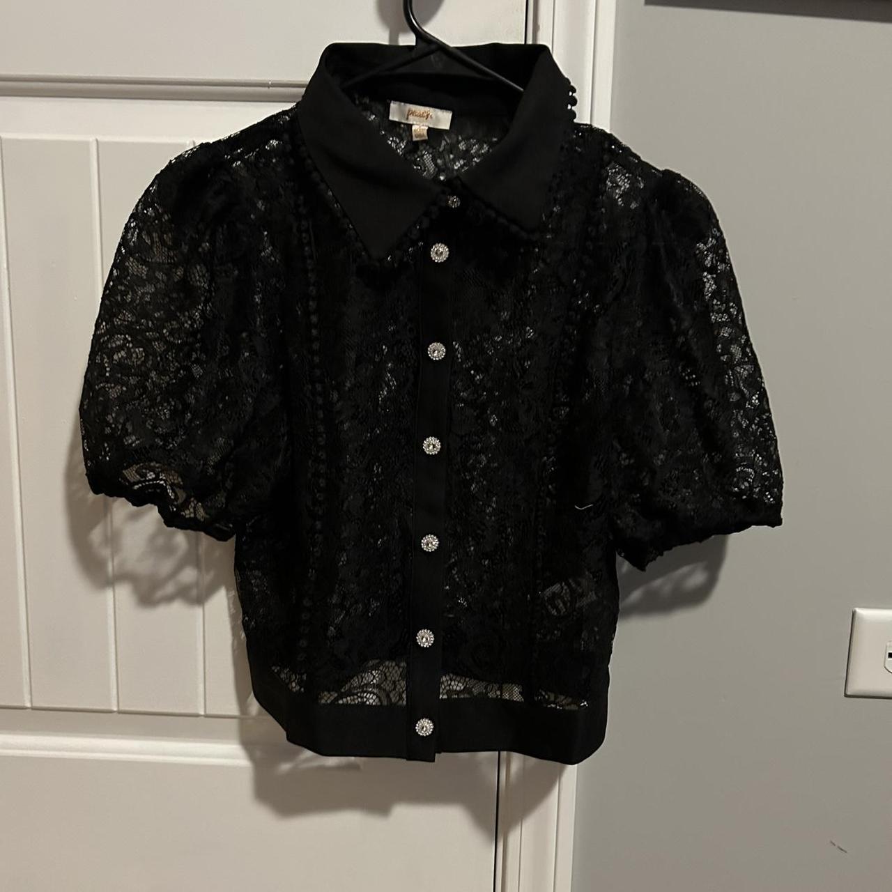 Gothic Lace button up blouse with collar and... - Depop