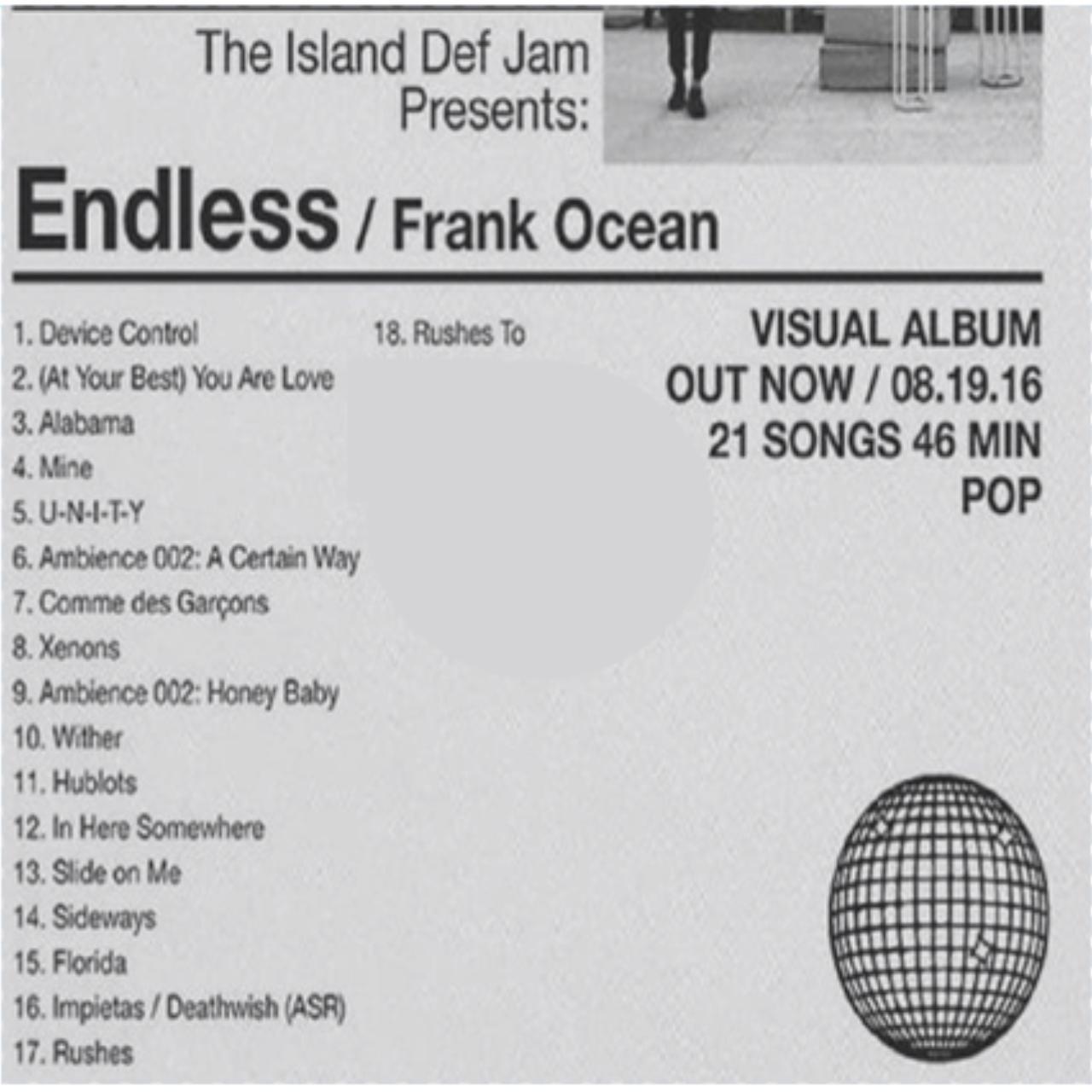 Endless - Frank Ocean Unreleased Endless – Frank... - Depop