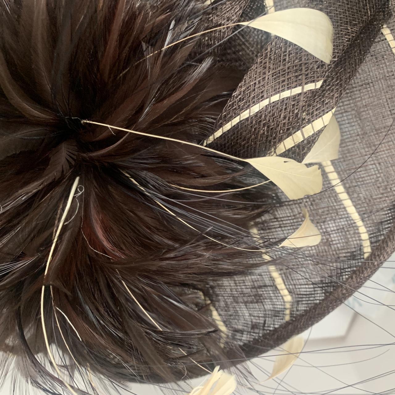 Viyella Black and Cream Strip Hat with Black and... - Depop