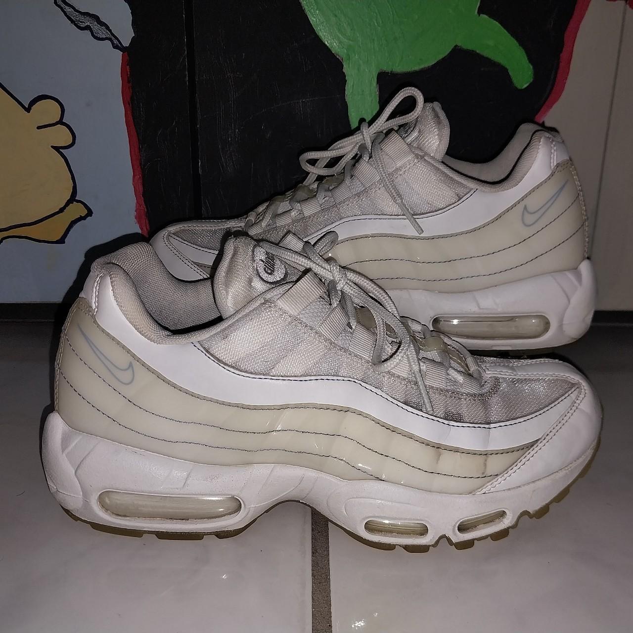 White retro cyber y2k Nike Air Max 95s size 8.5 in... - Depop