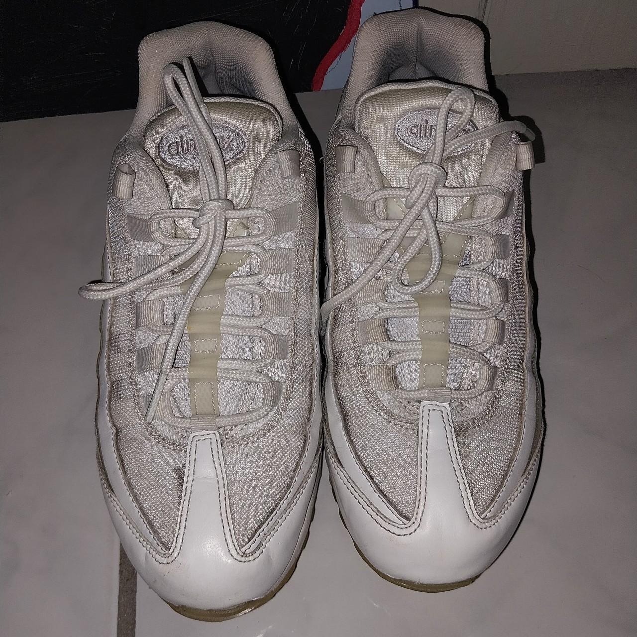 White retro cyber y2k Nike Air Max 95s size 8.5 in... - Depop