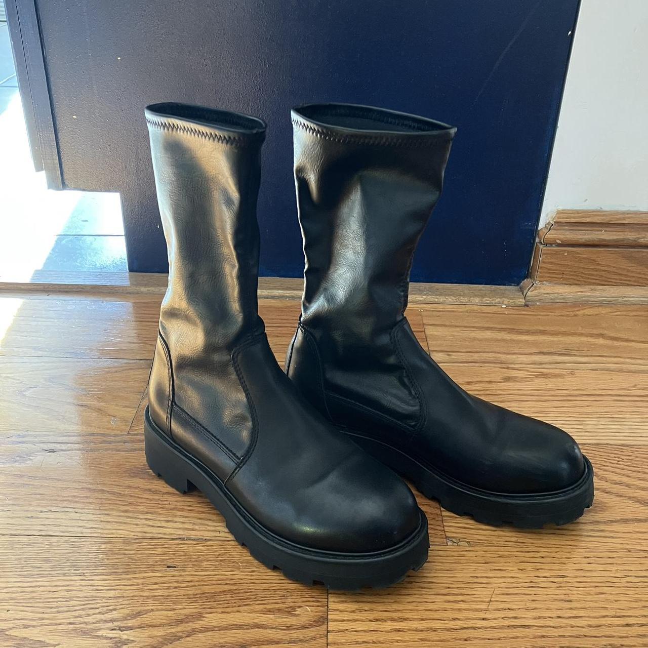 Vagabond Cosmo 2.0 Black Leather Combat Boots Sock... - Depop