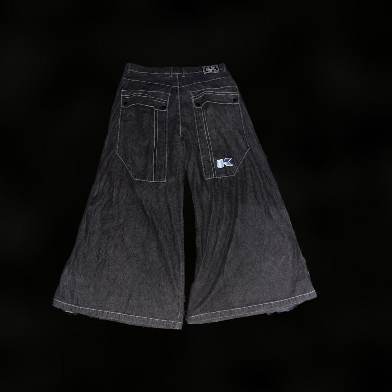 RARE Kikwear 90s rave jeans blue stitched wide leg... - Depop