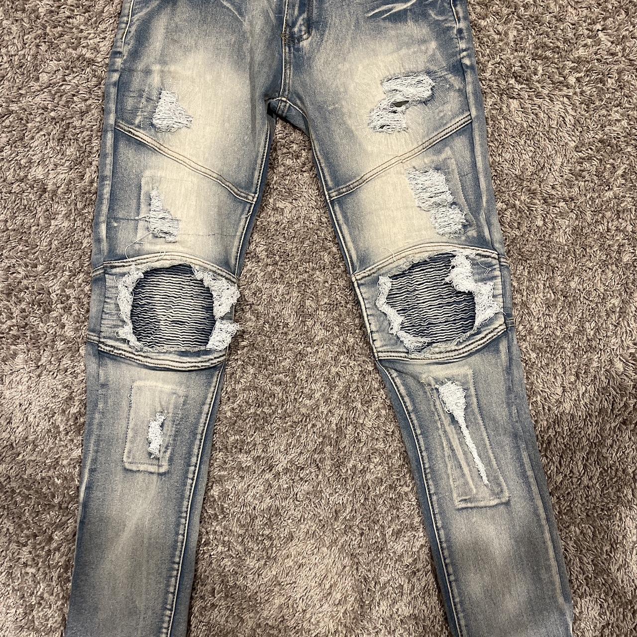 Vintage Y2K Distressed Preme jeans 32x33 - Depop