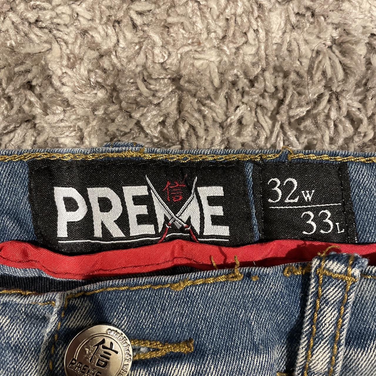 Vintage Y2K Distressed Preme jeans 32x33 - Depop