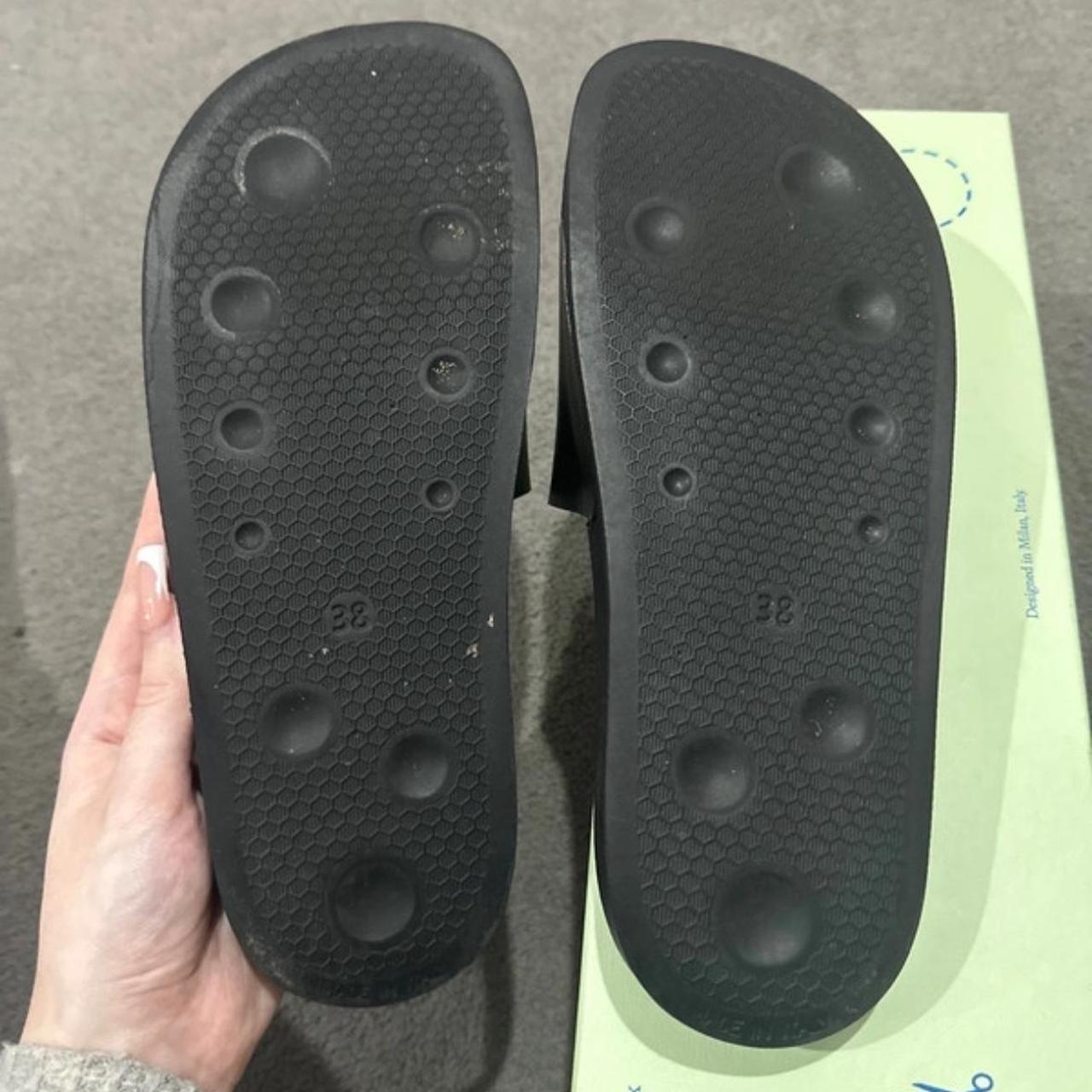 Off White Black Poolside Sliders. Worn once during a... - Depop