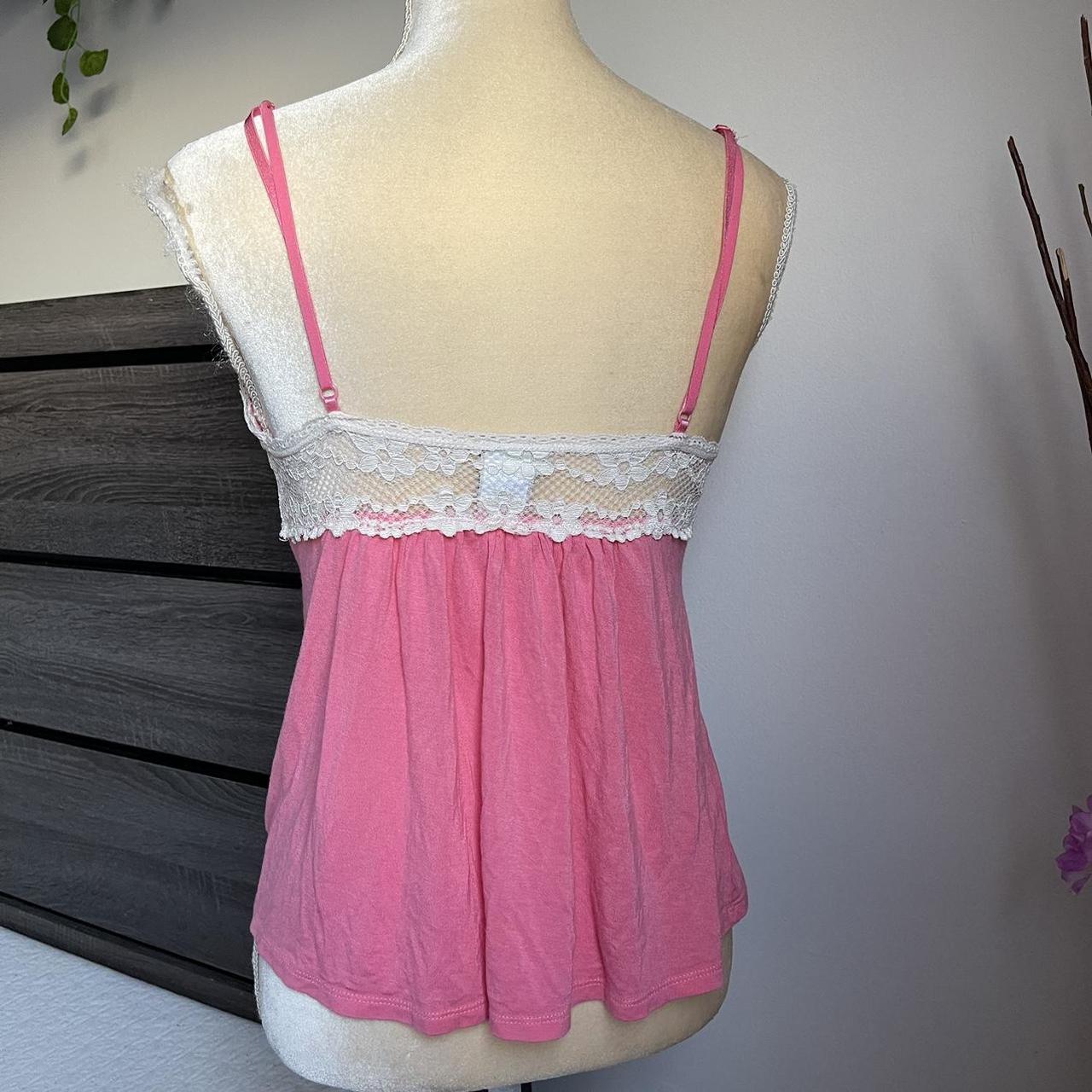 Y2k pink lace cami top Vintage milkmaid Princess... - Depop