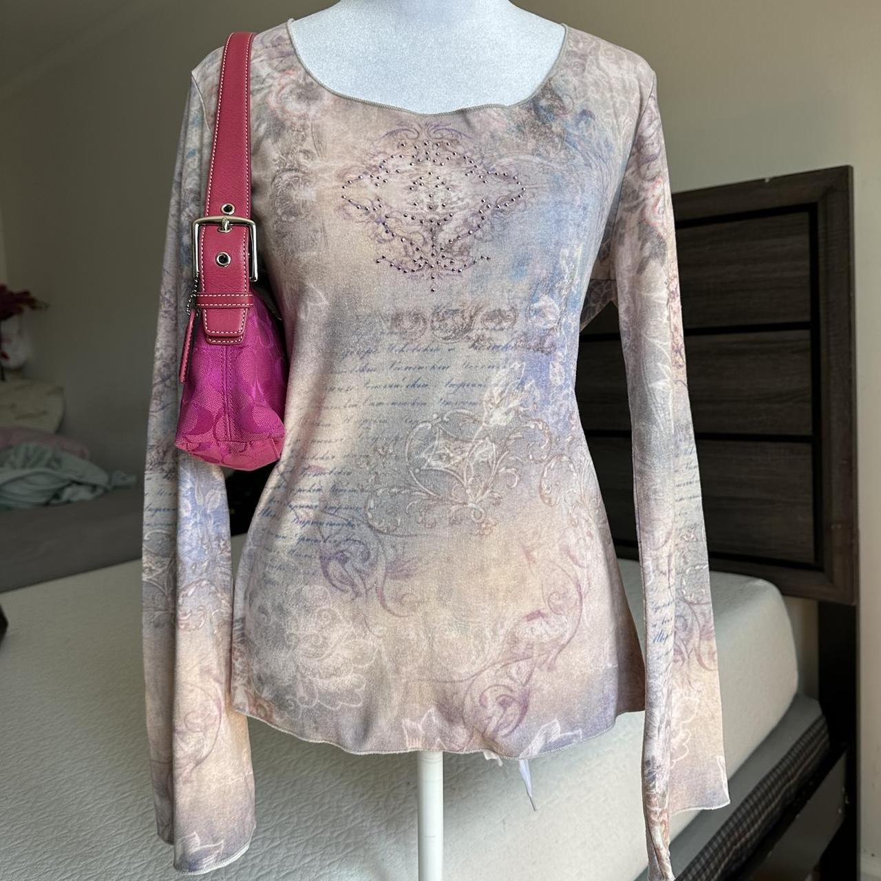 2000s mesh goth long sleeves top Y2k Renaissance... - Depop