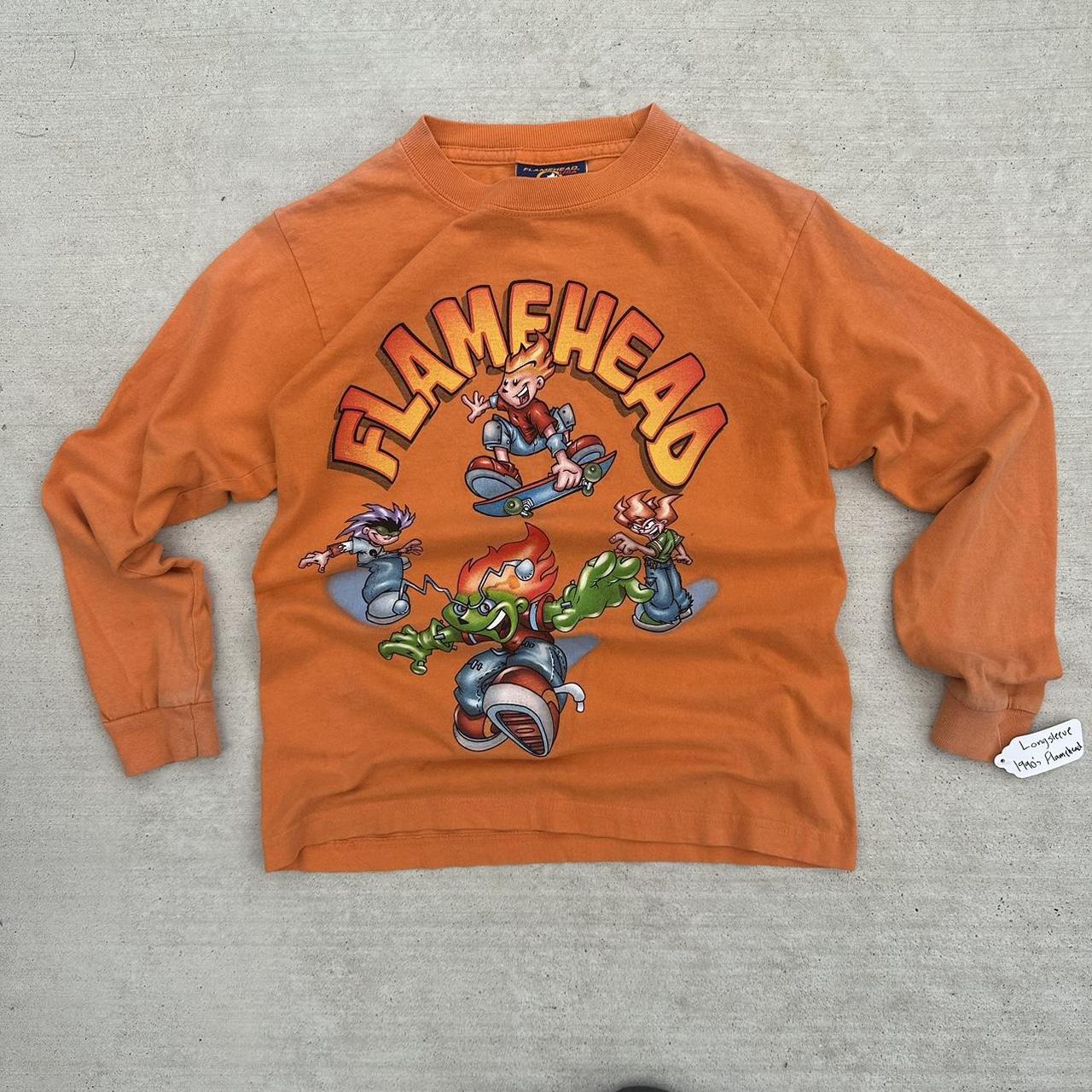 90’s Flamehead AOP Graphic Longsleeve Shirt price:... | Depop