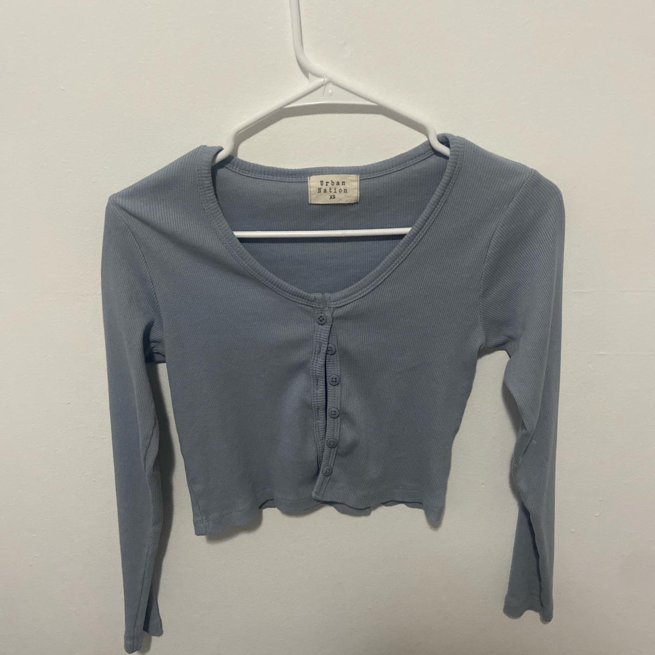 cropped dusty blue cardigan 🍁 definitely has the xs... - Depop