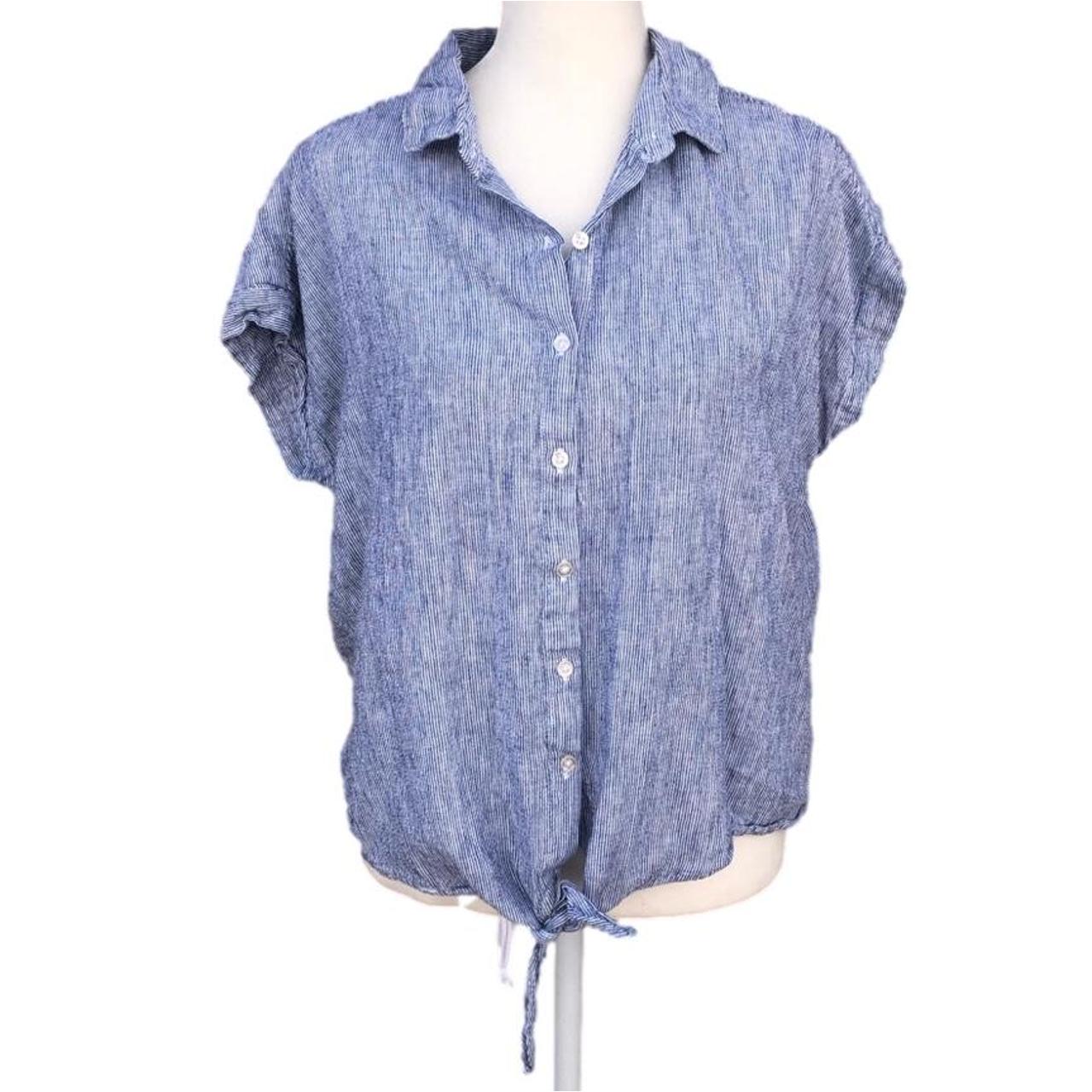 Weatherproof Vintage Blue/White Button-Down Tie... | Depop