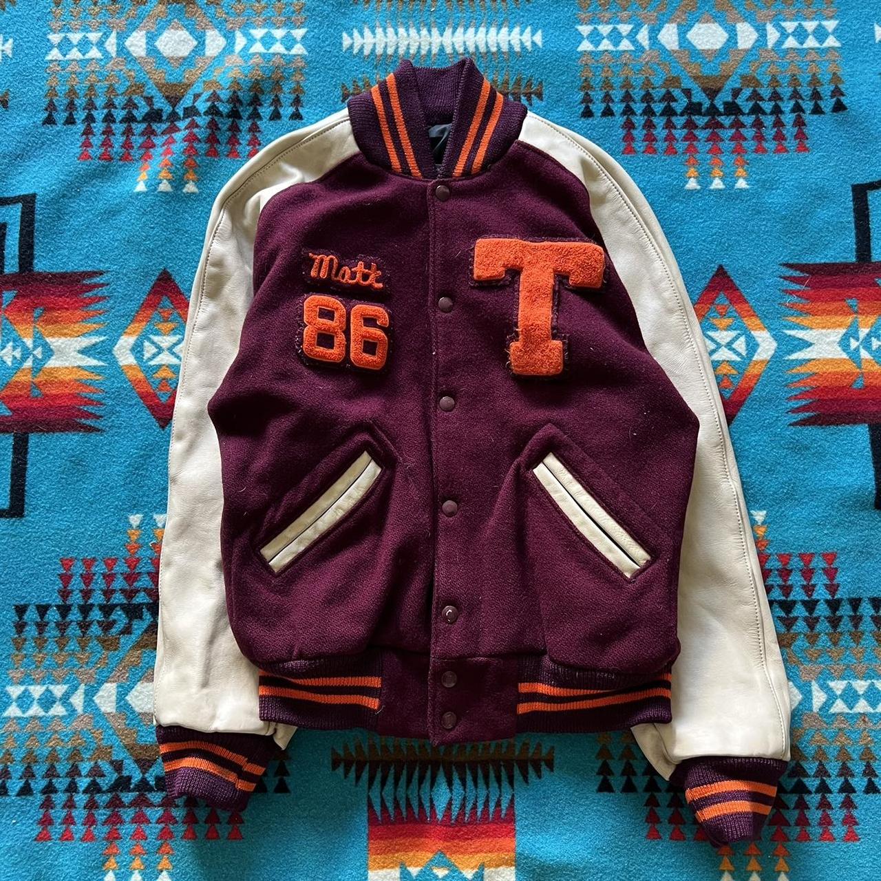 Stunning 1986 burgundy/orange Virginia Tech varsity... - Depop