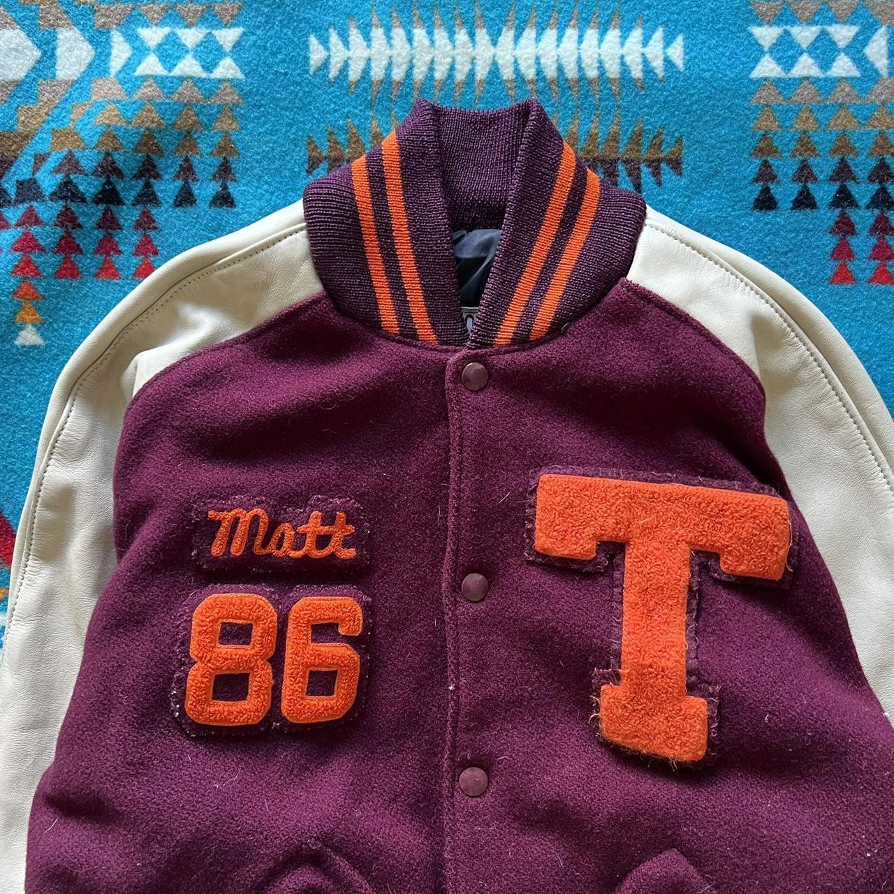 Stunning 1986 burgundy/orange Virginia Tech varsity... - Depop