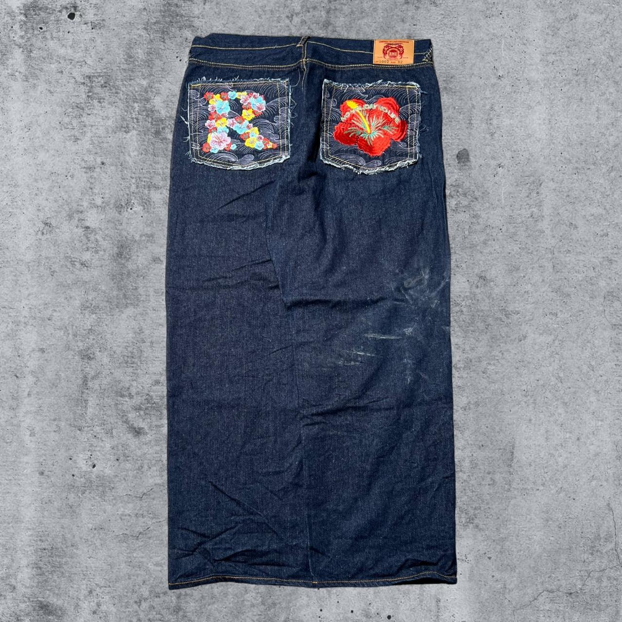 Very rare vintage y2k RMC denim sashiko floral... - Depop