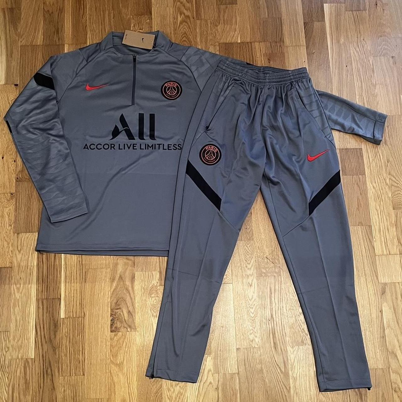 Grey psg Nike dri fit 1/4 zip full tracksuit Sizes... - Depop
