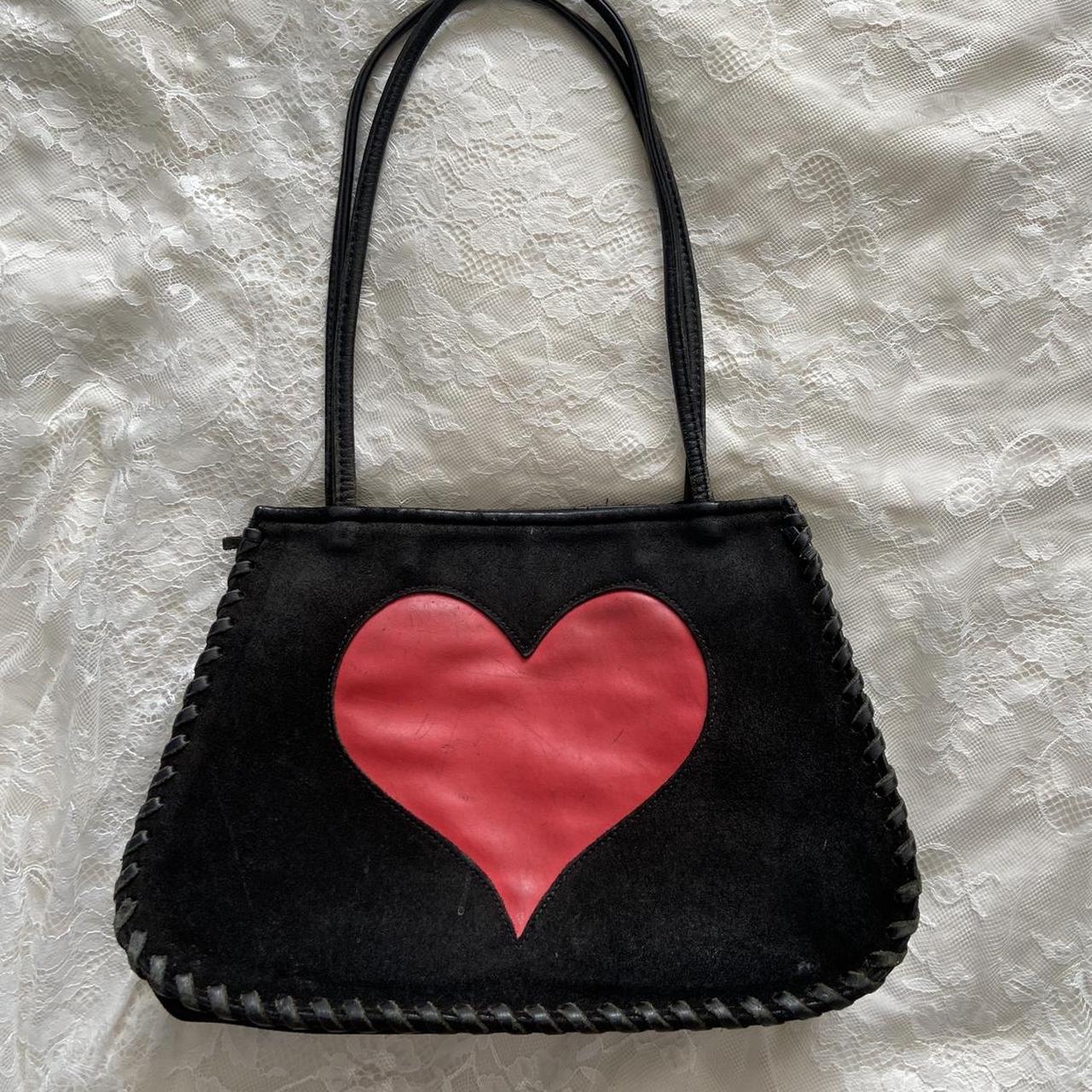 Rare Vtg genuine leather heart purse ♥️ Lightly used... - Depop
