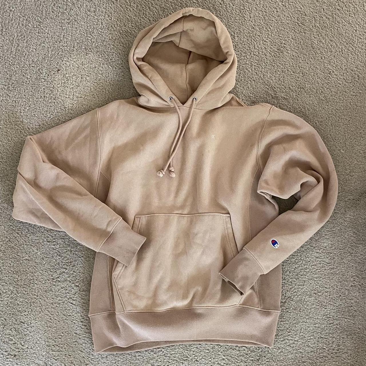 Tan Champion hoodie #champion #hoodie #streetstyle... - Depop