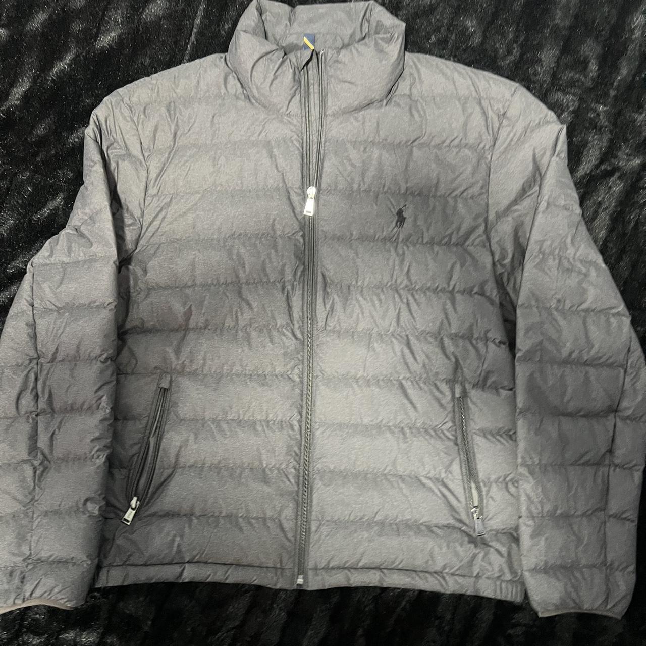 Large grey polo puffer jacket - Depop