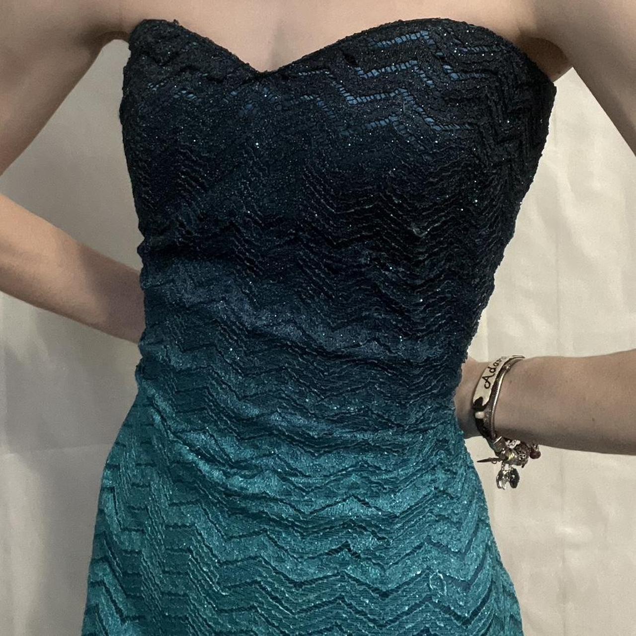 Vintage Y2k Fairy Ombre Formal Dress •Blue/teal lace... - Depop