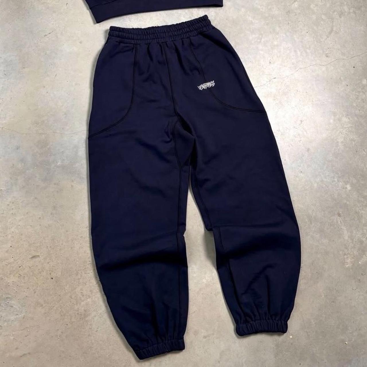 Navy up in flames joggers Size L Brand new Sold out... - Depop