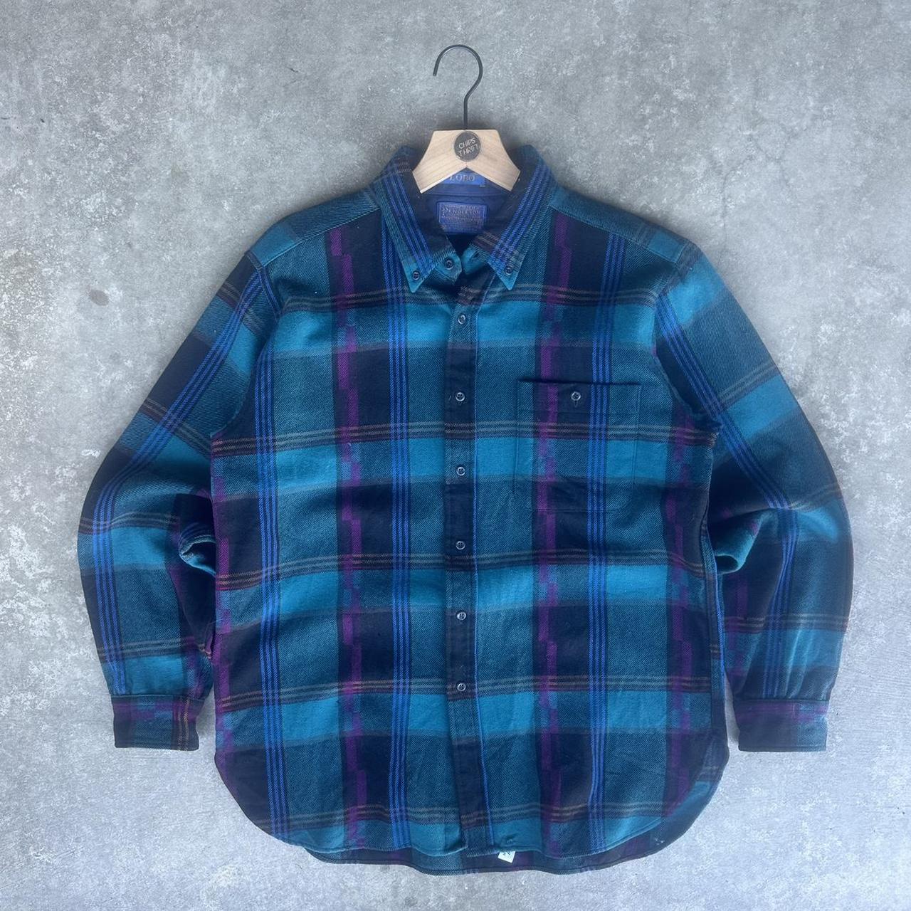 Vintage 1970s Pendleton blue/purple flannel shirt.... - Depop