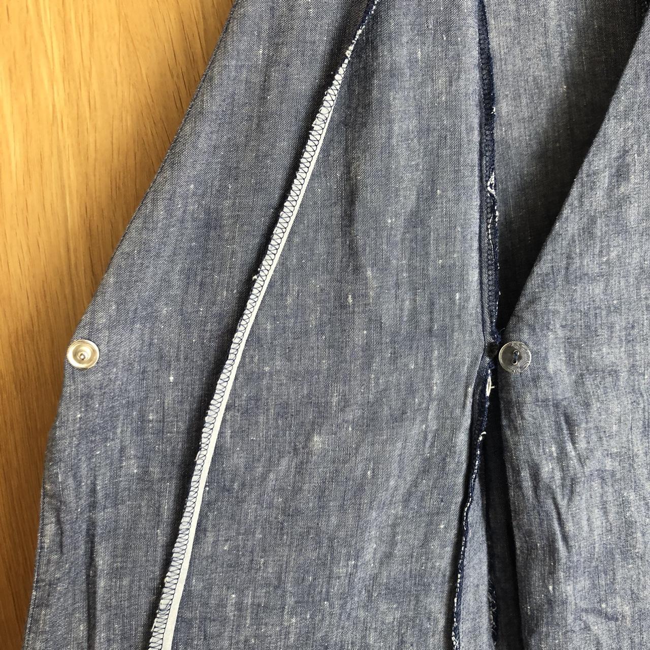 Blue Reserved linen blend summer midi dress with... - Depop