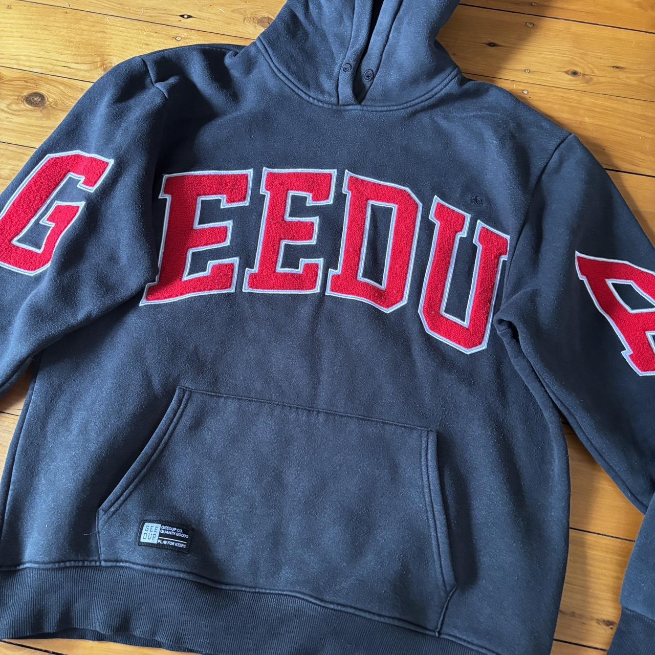 GEEDUP Team Logo Hoodie Size XL Black Red Spellout... - Depop