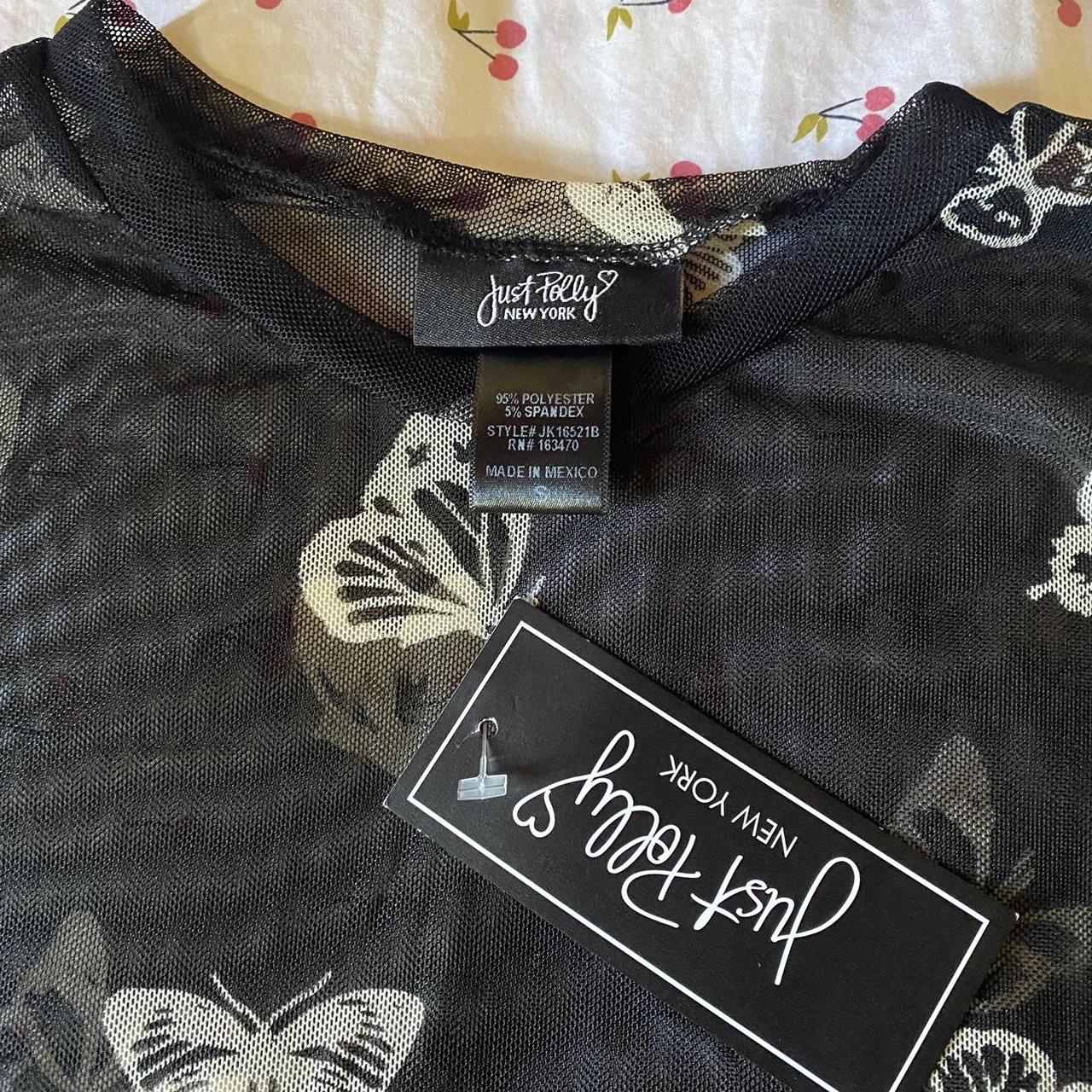 A black butterfly mesh/transparent crop top. Never... - Depop
