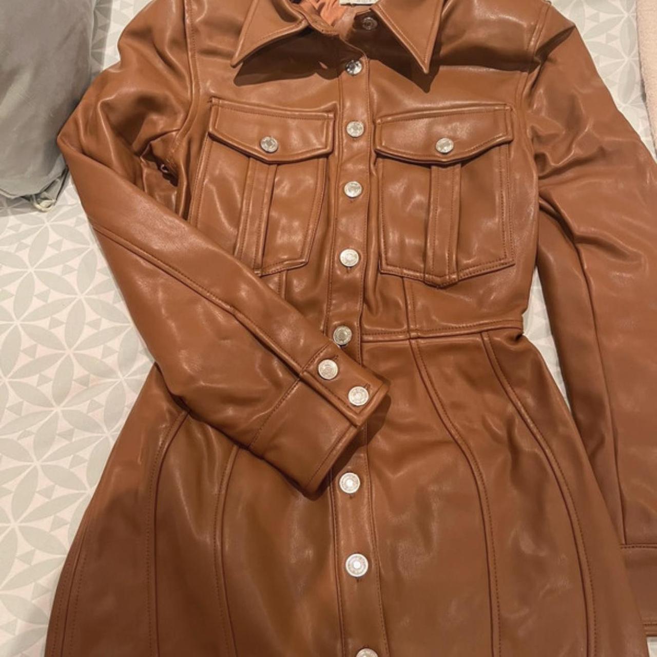 House of CB all leather dress with open back detail... - Depop