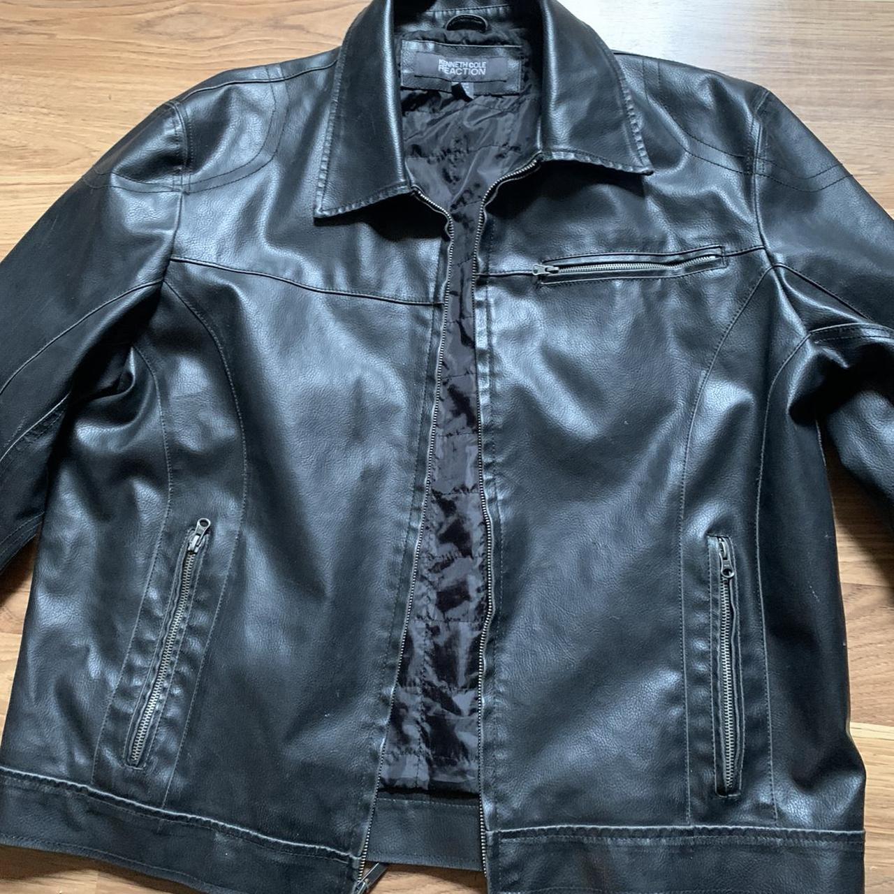 Baggy leather jacket Kenneth cole reaction leather... - Depop