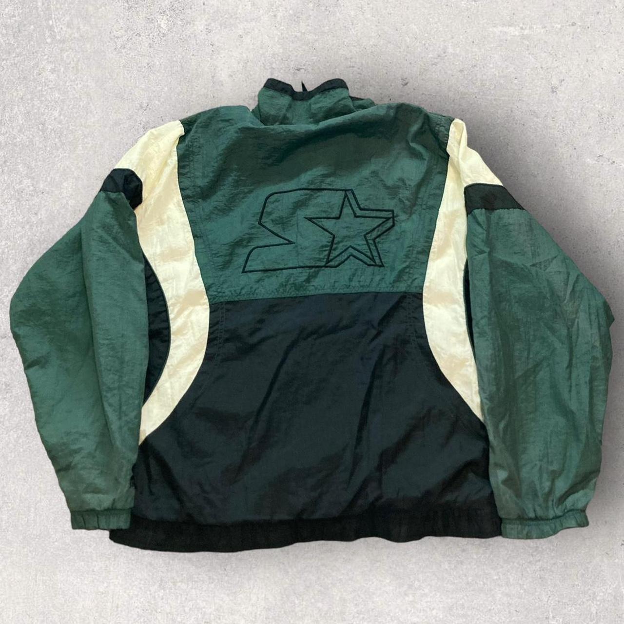 Vintage 90’s Starter Zip up Windbreaker Jacket Black... - Depop