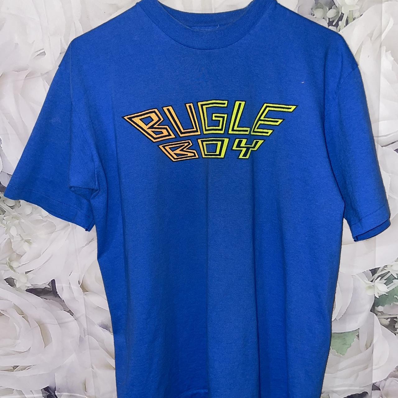 Vintage 90's Bugle Boy T-Shirt Single Stitch Blue... - Depop