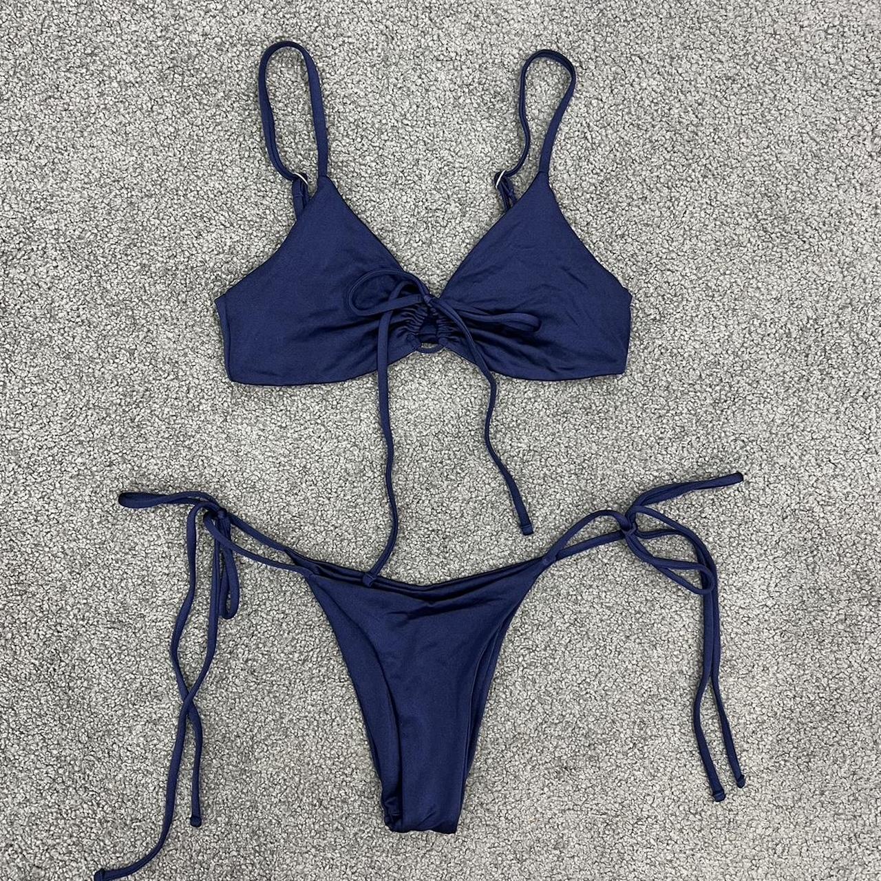 Women's Navy and Blue Bikinis-and-tankini-sets | Depop
