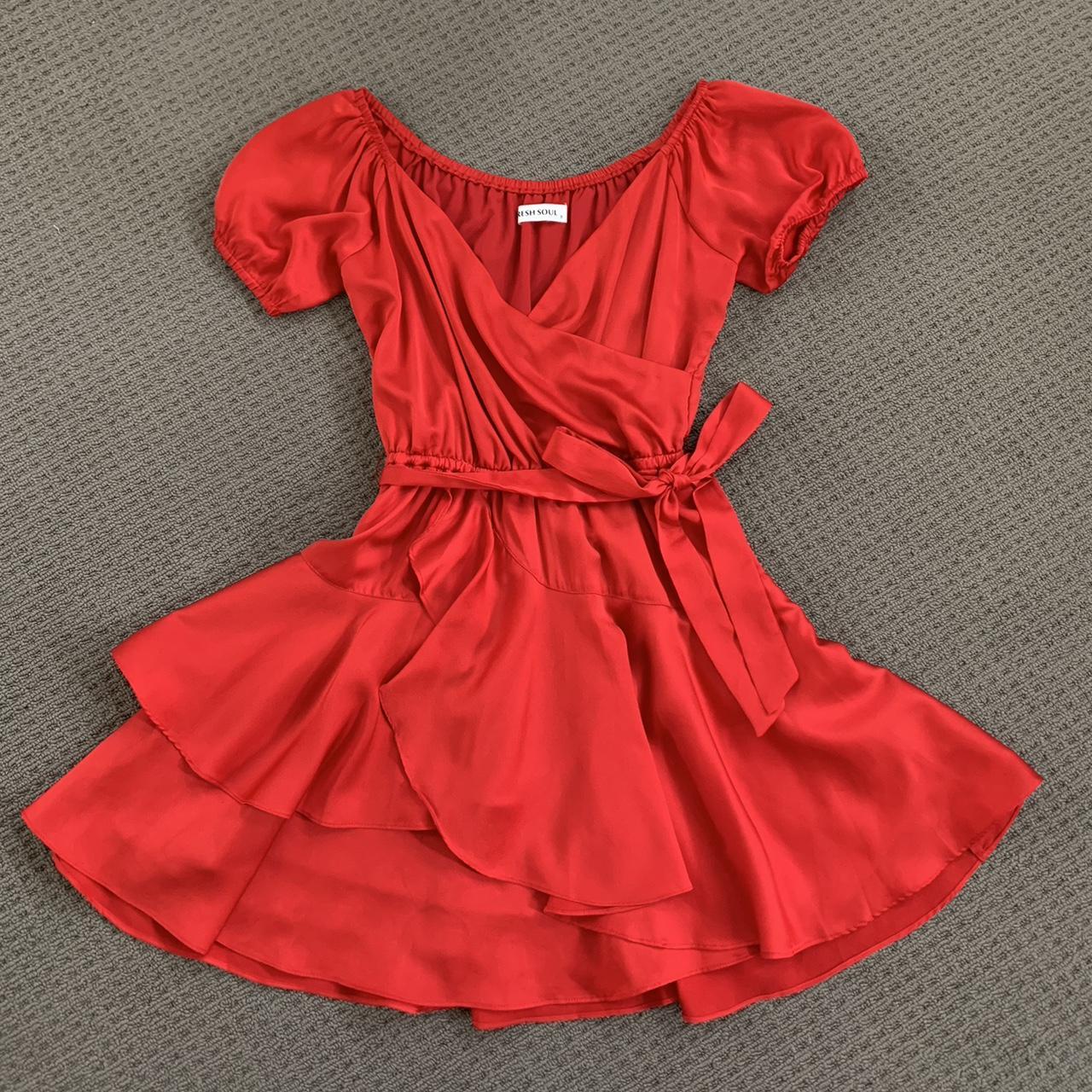 Size 8 Fresh Soul cute red silky mini wrap dress,... - Depop